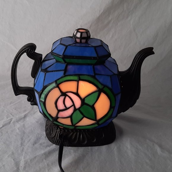 Cheyenne | Accents | Tiffany Style Stained Glass Teapot Table Lamp By ...